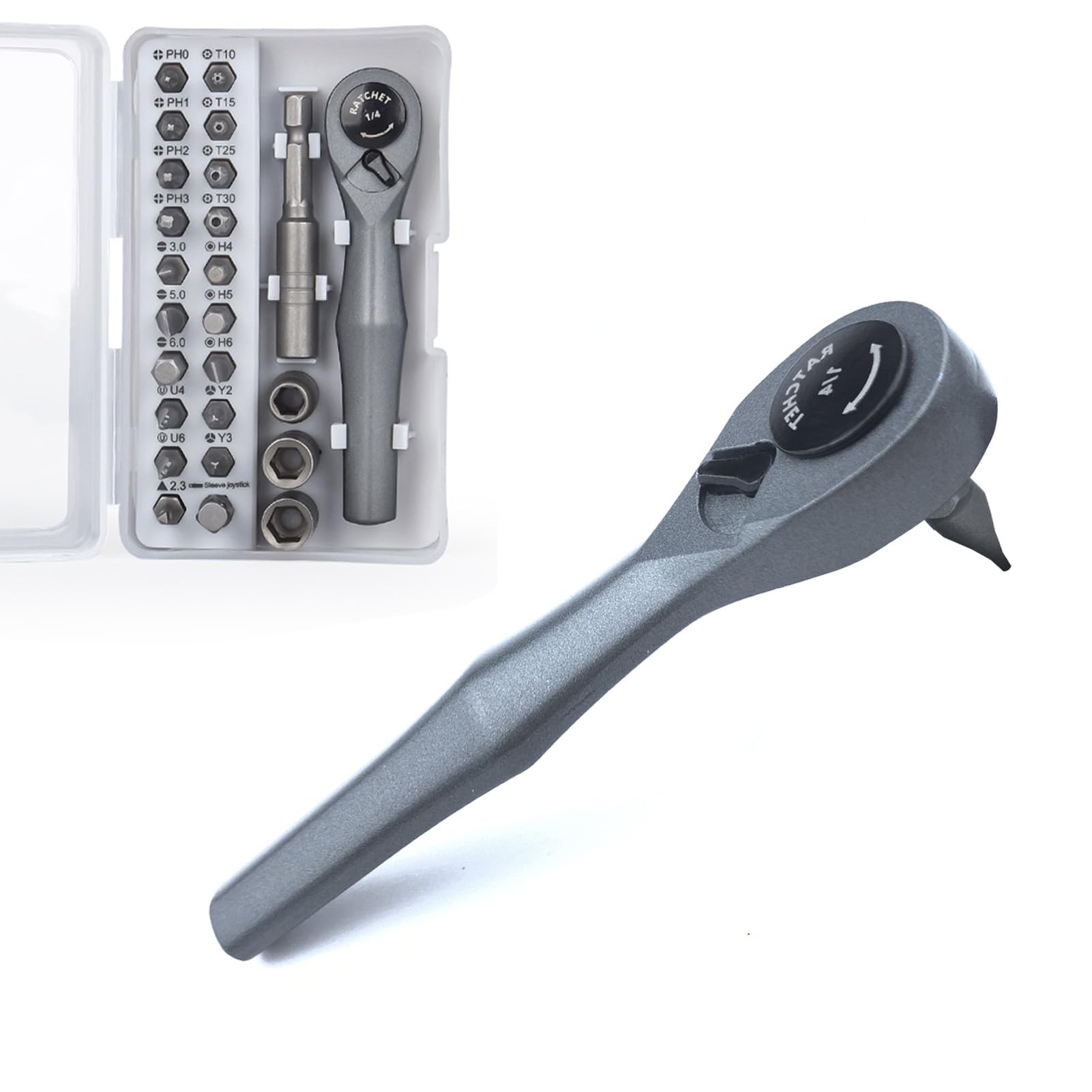 UYXiNONE 25-Piece 1/4 Mini Ratchet Set Screwdriver and Bit with Metric ...