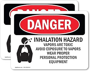 Amazon.com: (2 Pack) Inhalation Hazard Vapors Toxic OSHA Danger Sign 7 ...