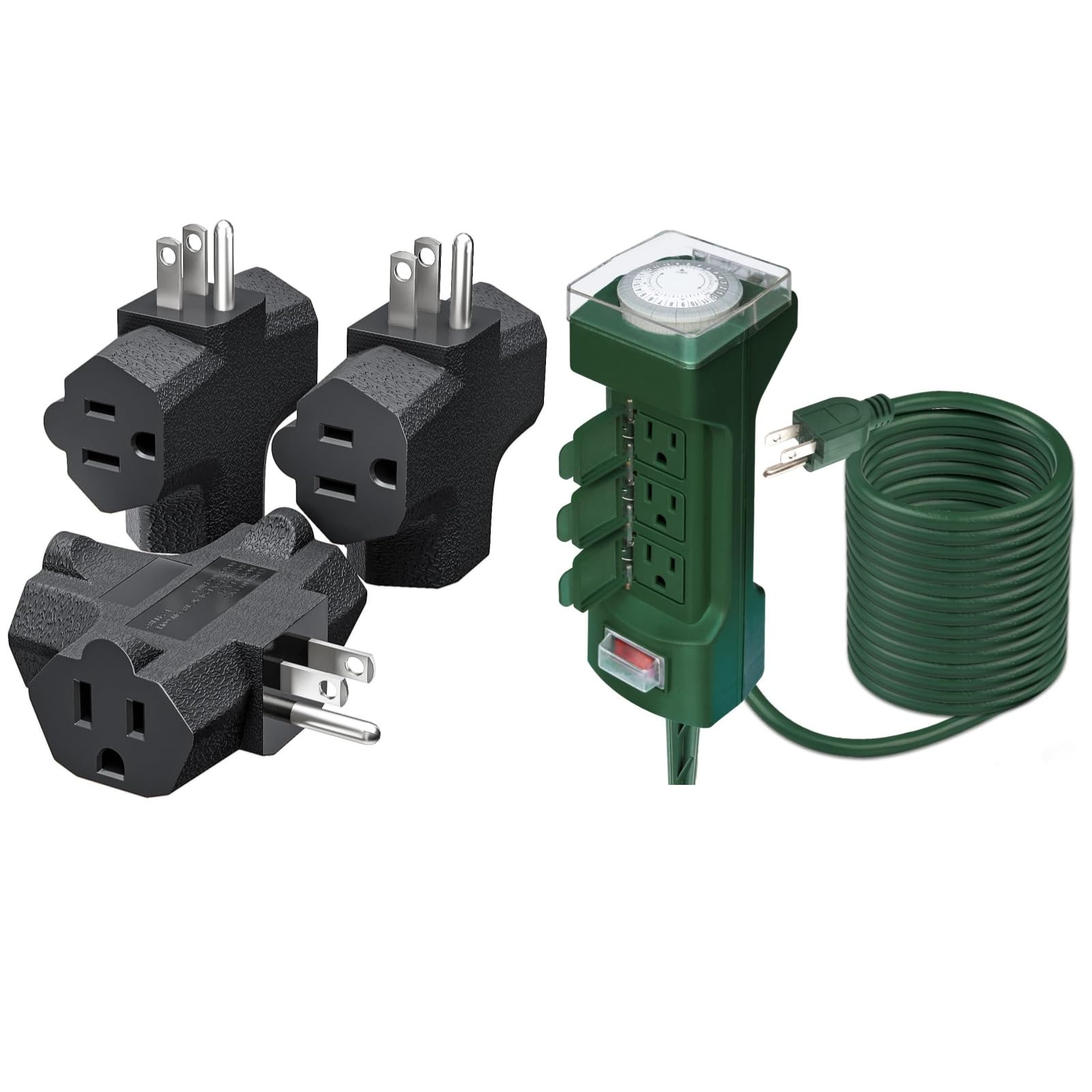 Amazon.com: K KASONIC - 3-Outlet Grounding Adapter 3 Pack + Outdoor ...