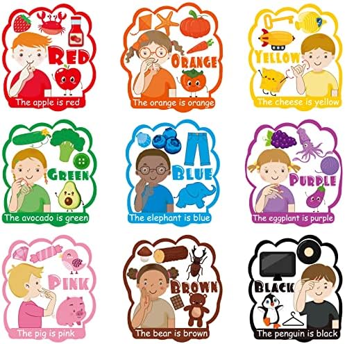 Amazon.com : 9 Pieces ASL Colour Posters Color Bulletin Board Set Sign ...