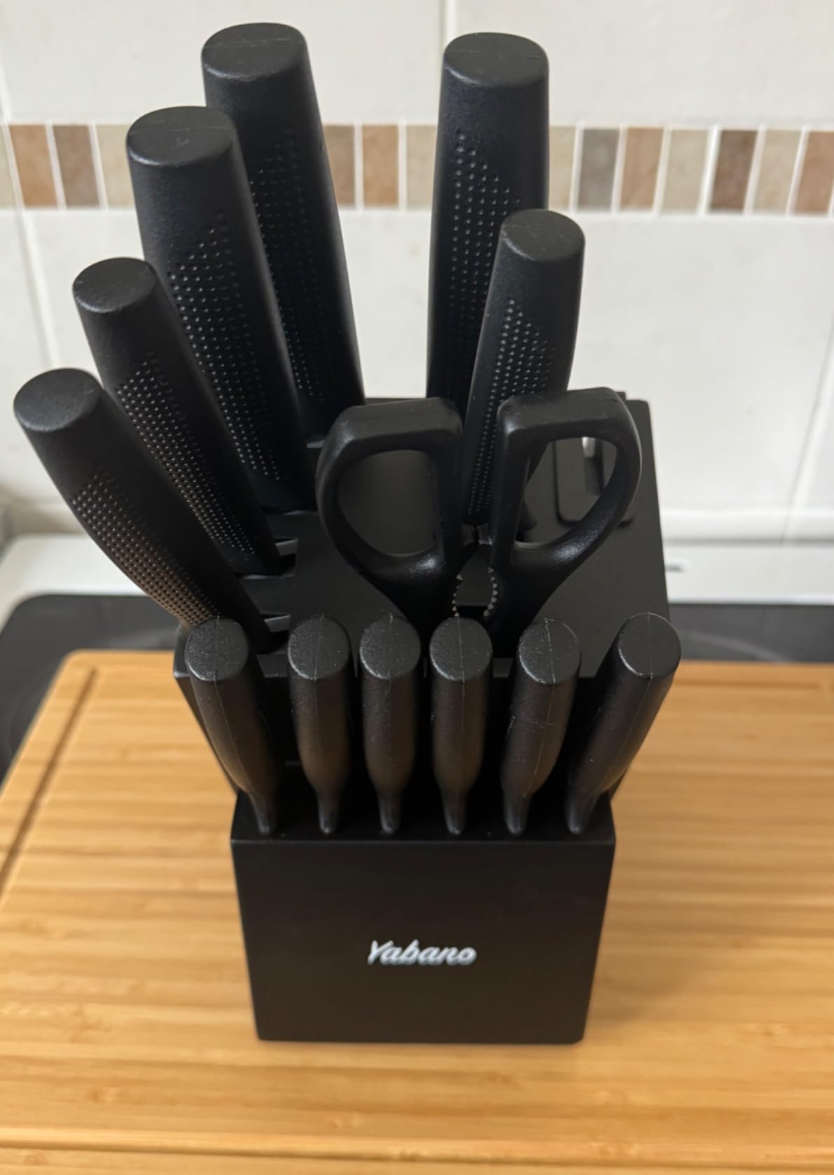 Knife Set, Yabano 14 Pieces Knife Block Set with Built-in Sharpener ...