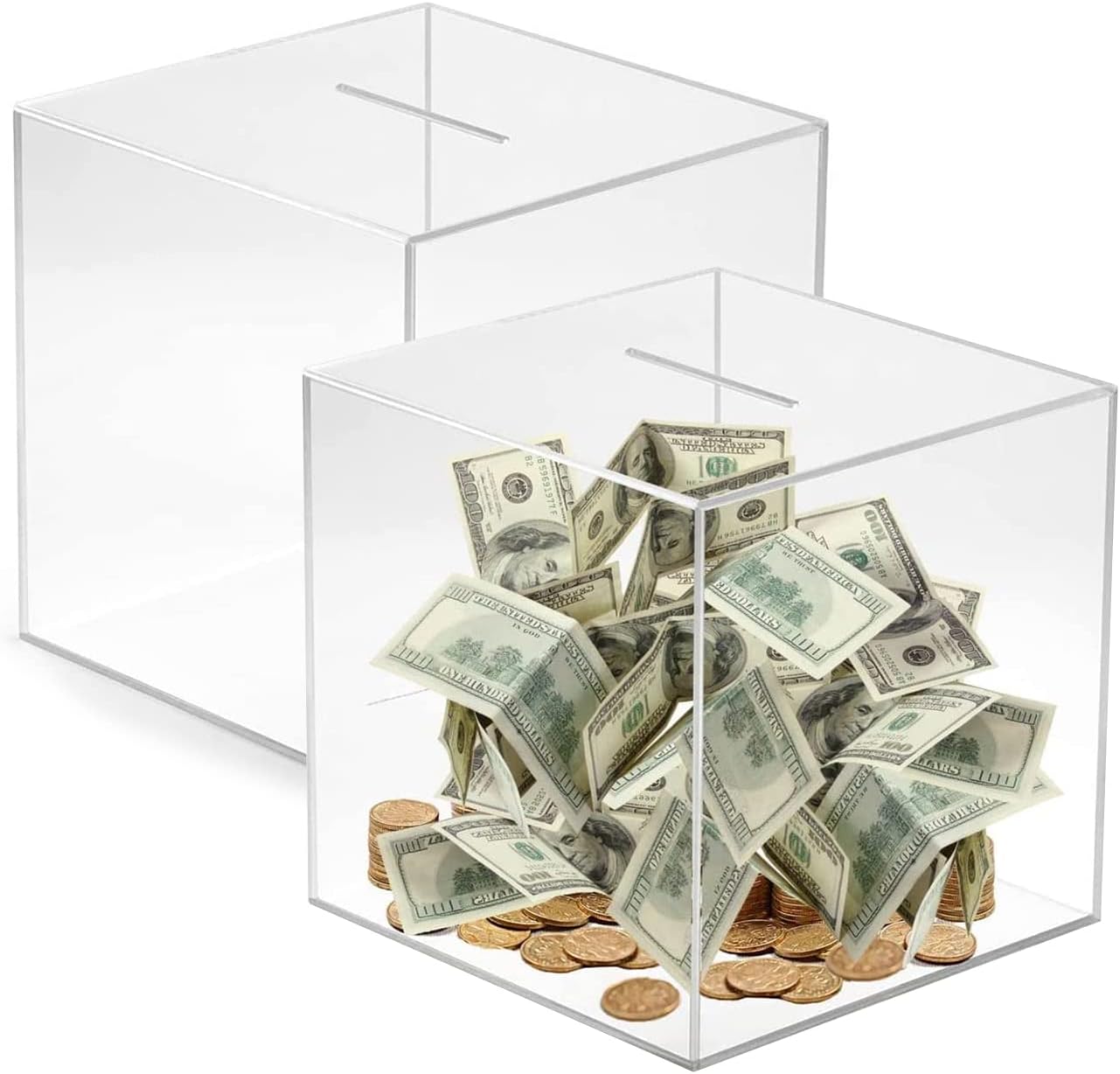 Amazon.com : 2 Pack Clear Piggy Bank, Acrylic Piggy Bank for Adults ...