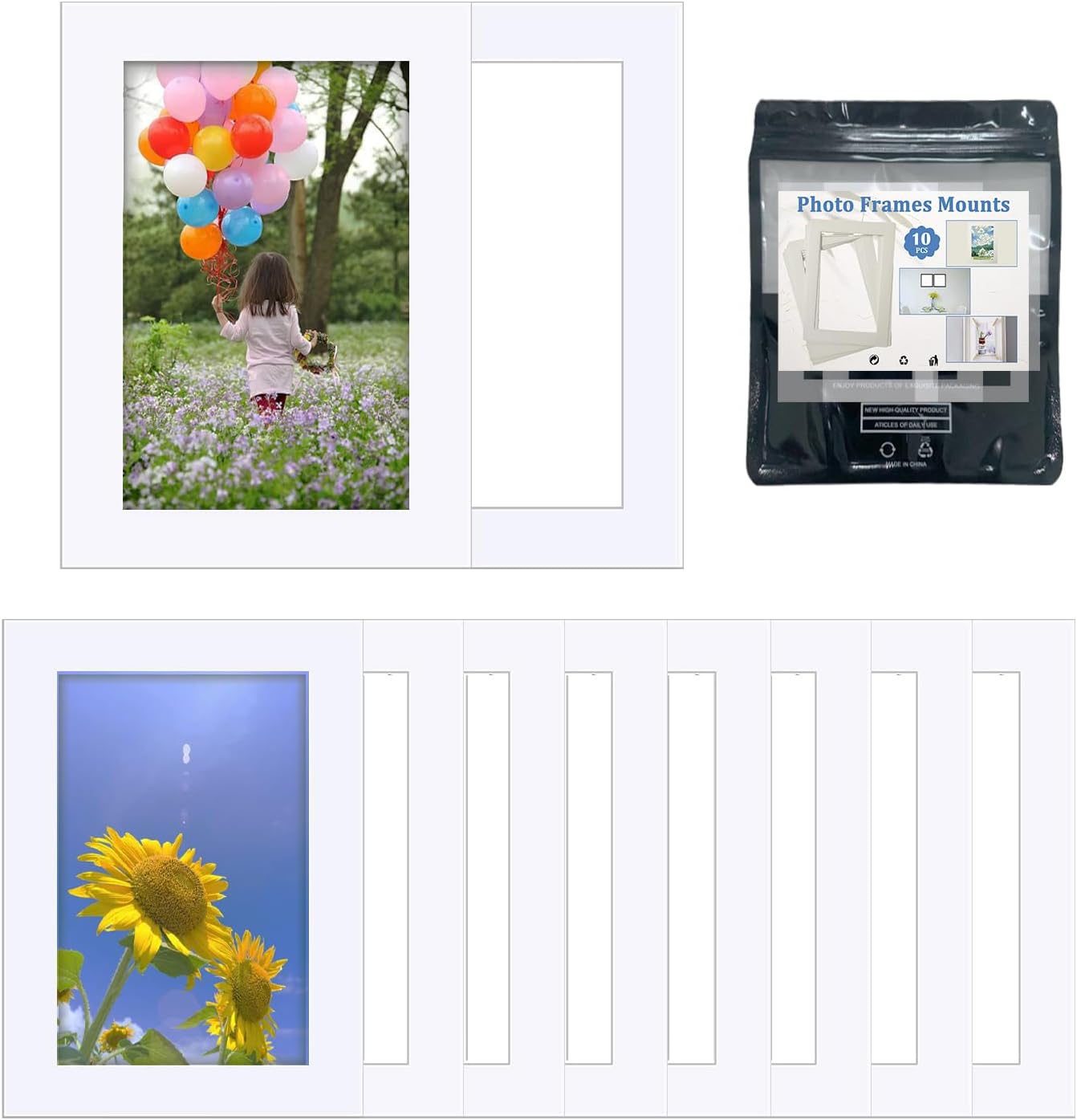 10 Pack White Picture Mounts, 7x5 Inch and 8x6 Inch Pictures Display ...