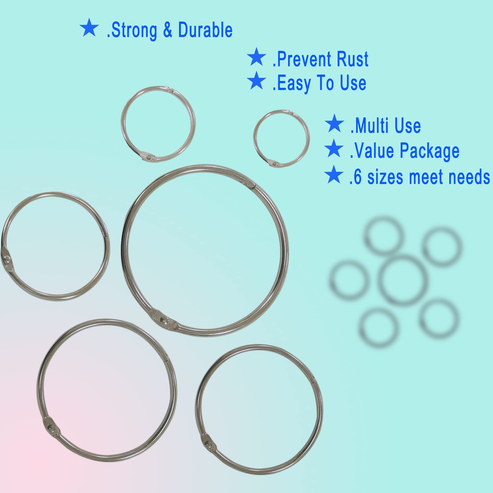 School Supplies 16pcs 4 Inch Loose Leaf Binder Rings - Nickel Plated ...