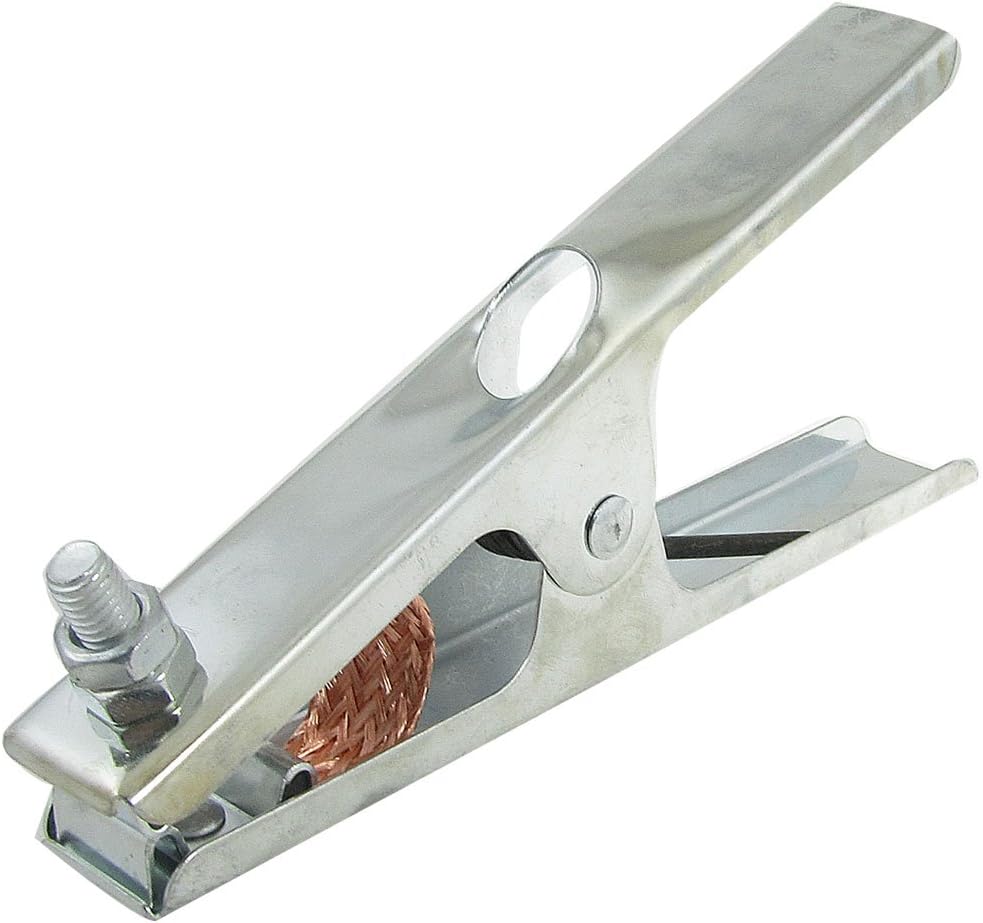 300A Sliver Tone Spring Loaded Screw Fixed Welding Earth Clamp : Amazon ...