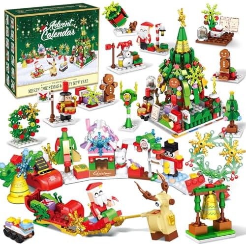 Advent Calendar 2024 Blocks, Building Blocks Toy 24 Days Christmas ...