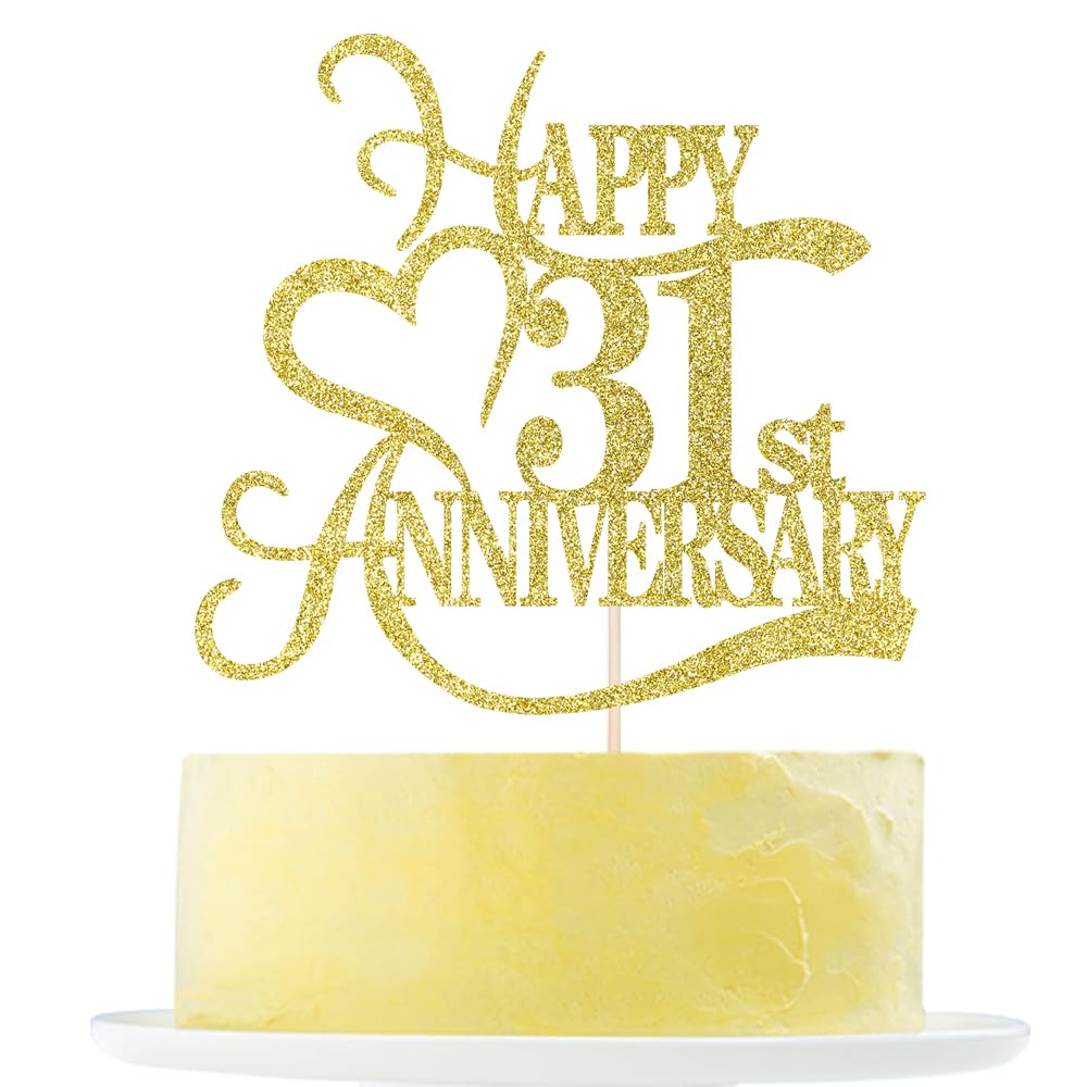Amazon.com: Gold Glitter 31st Anniversary Cake Topper -31 Wedding ...