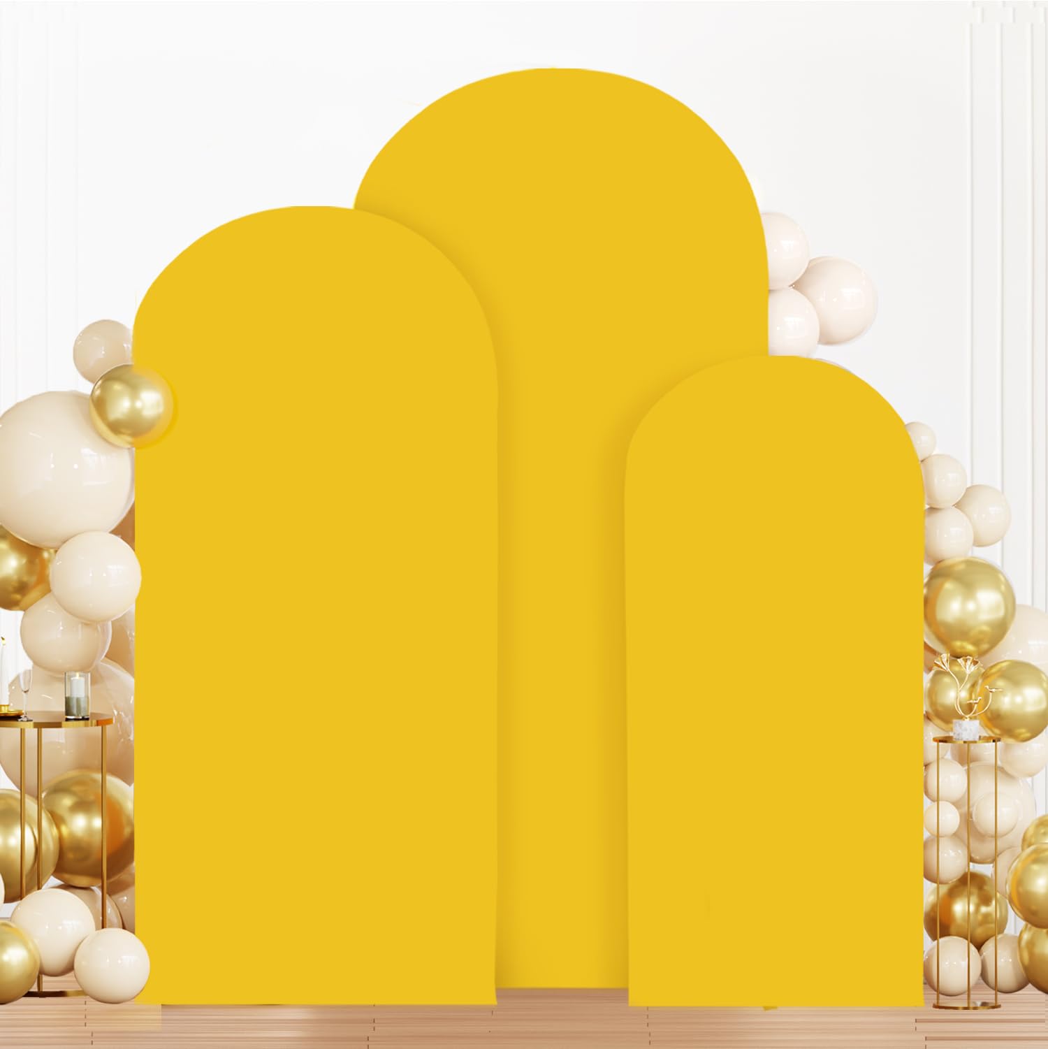 Amazon.com : MODFUNS Set of 3 Wedding Arch Cover Gold Spandex Arch ...