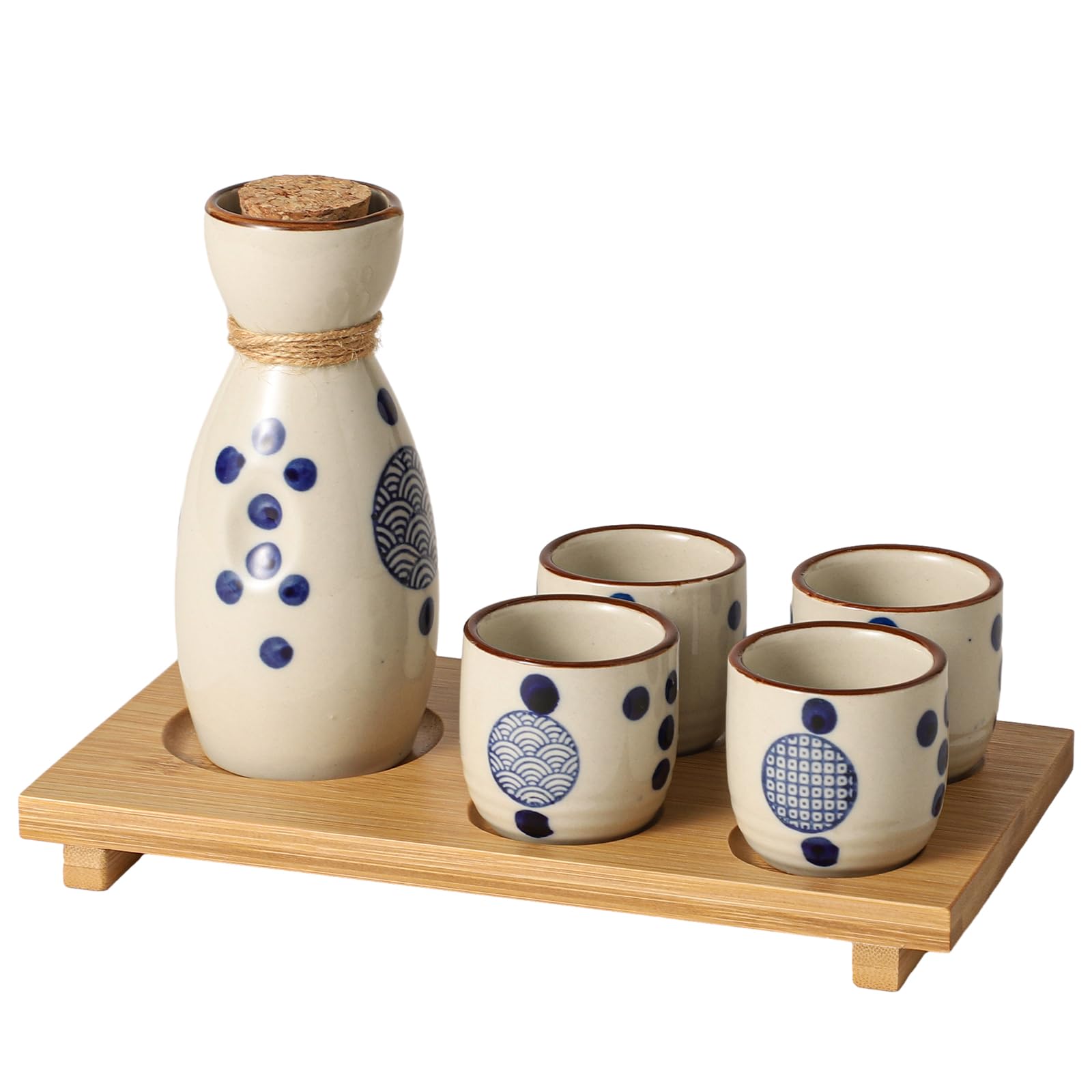 Amazon.com | Mocerakai Ceramic Sake Set 5pcs Japanese Traditional Sake ...