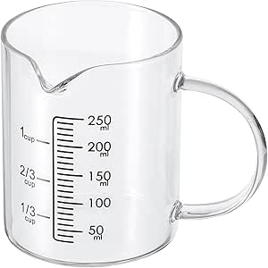 Amazon.com: PATIKIL 250ml Glass Measuring Cup, 3.3 Borosilicate Glass Graduated Black Printed ...