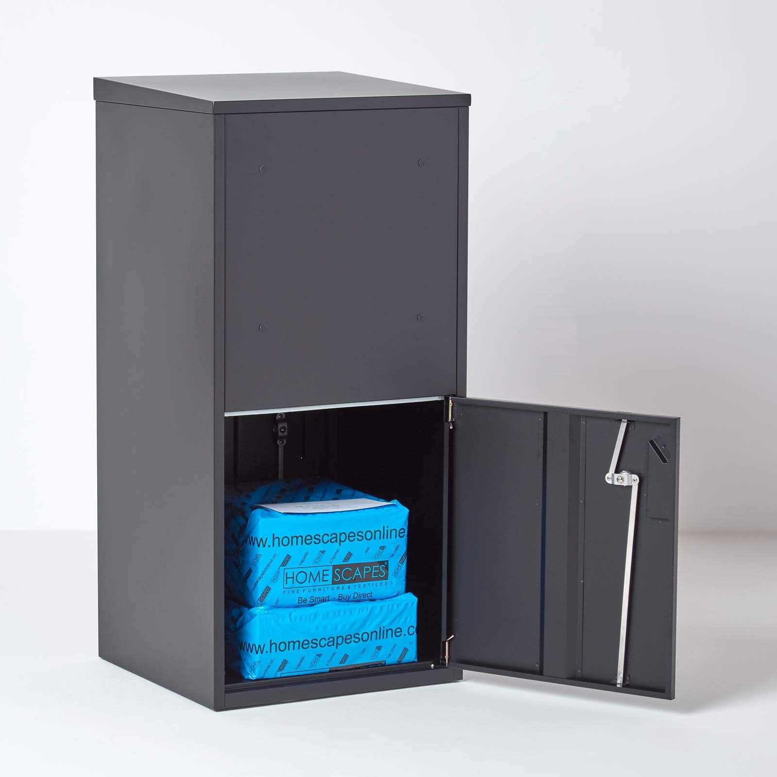 Extra Large Smart Parcel Drop Box Black Front & Rear Access Dual Door ...