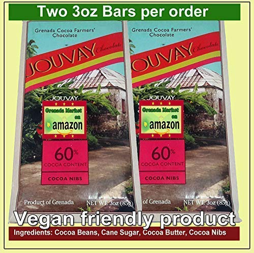 Amazon.com : Grenadian Jouvay Chocolate, 60% with Cocoa Nibs - 2 Bars ...