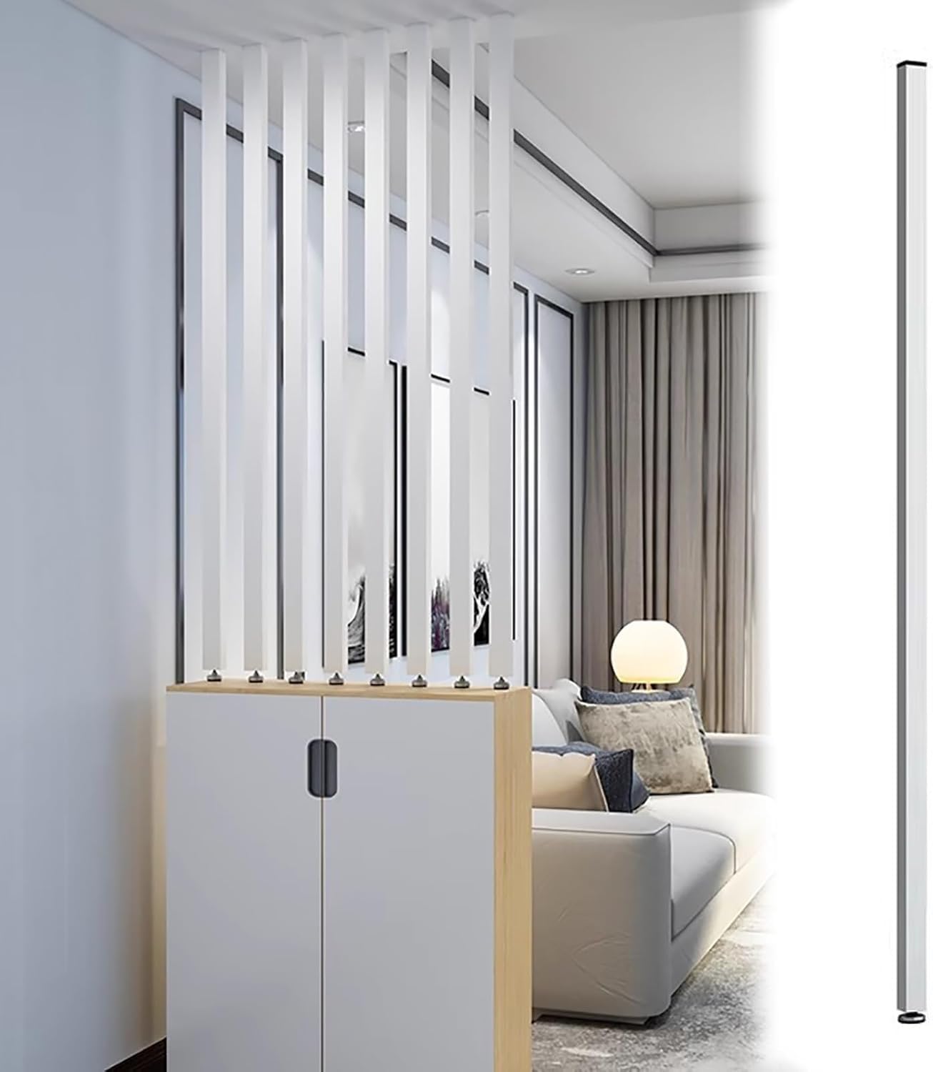 Residential Folding Wall Partition 4 Panel White Wicker Folding Home