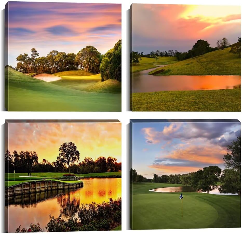 Amazon.com: Golf Course Wall Art Pictures Golf Course Poster Canvas ...