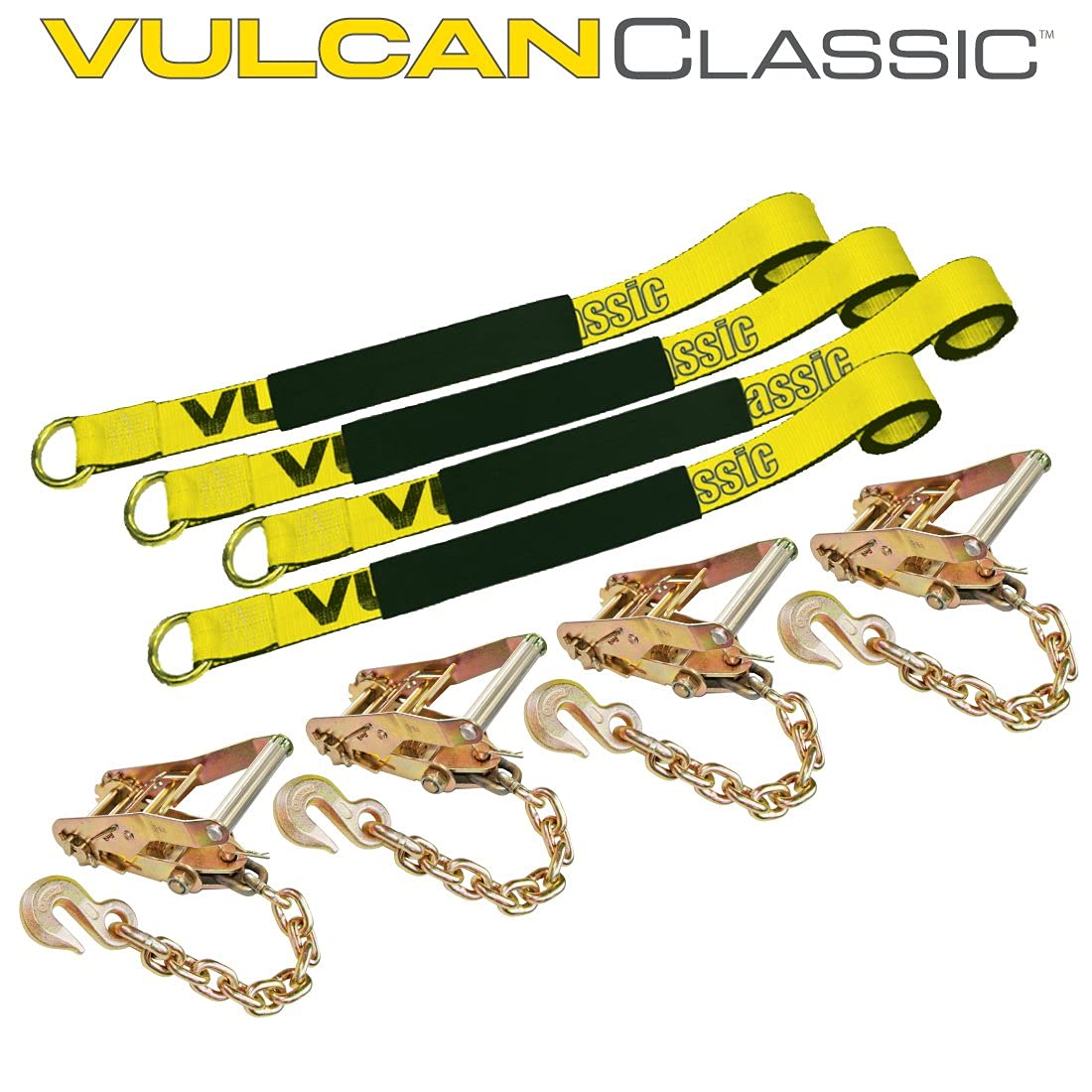VULCAN Car Tie Down with Chain Anchors - Lasso Style - 2 Inch x 96 Inch ...