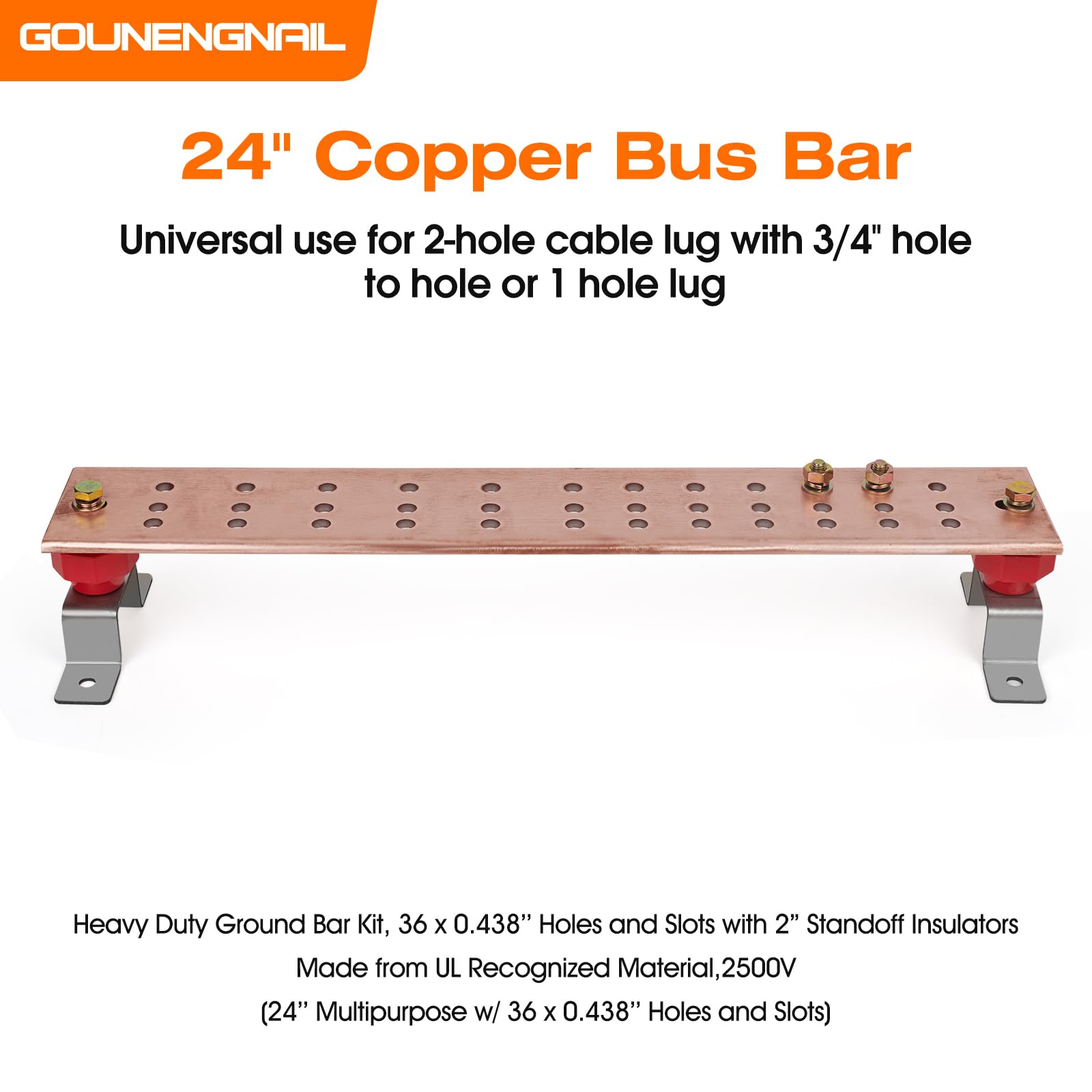 Snapklik.com : 24" Ground Bar Kit,4 Wide Heavy Duty Ground Bars Copper ...