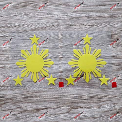 Amazon.com - 2X Yellow 4'' Sun Star Philippines Flag Decal Sticker Car ...