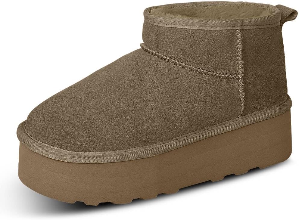 Amazon.com: metricfalcon Platform Mini Boots for Women Fur Fleece Lined ...