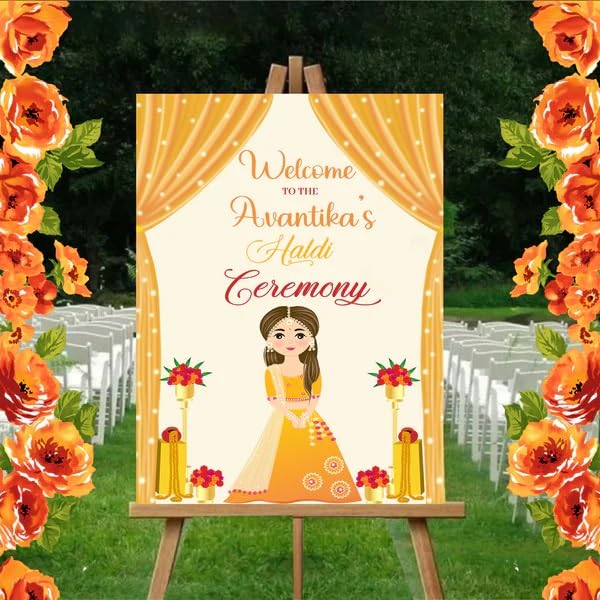 Theme My Party Custom Indian Traditional Haldi Ceremony Welcome Sign ...