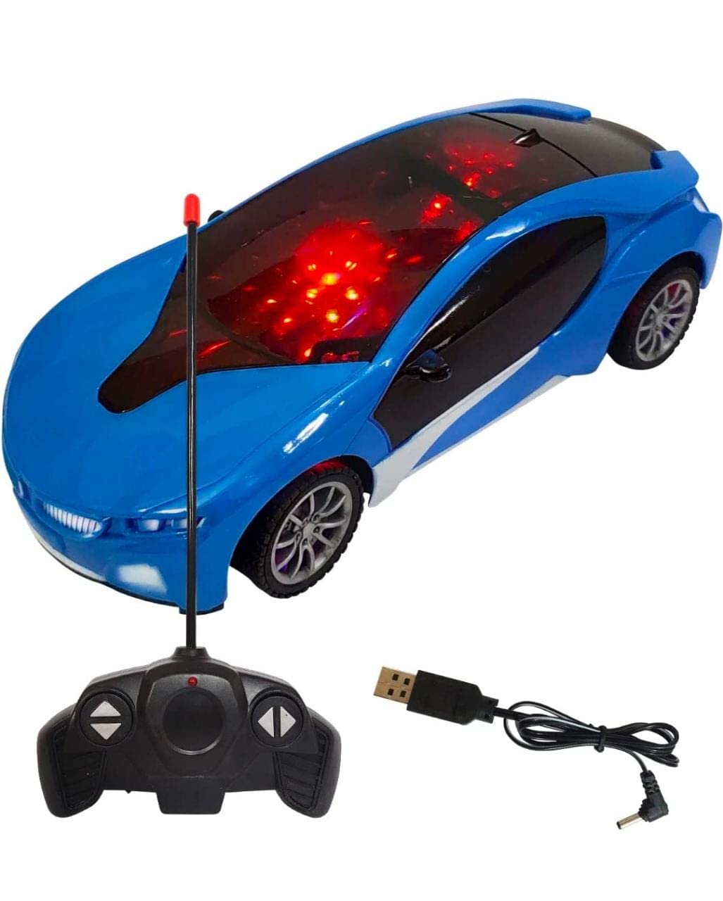 Remote Control Car Racing Car in Blue Colour | Rechargeable & Led Light ...