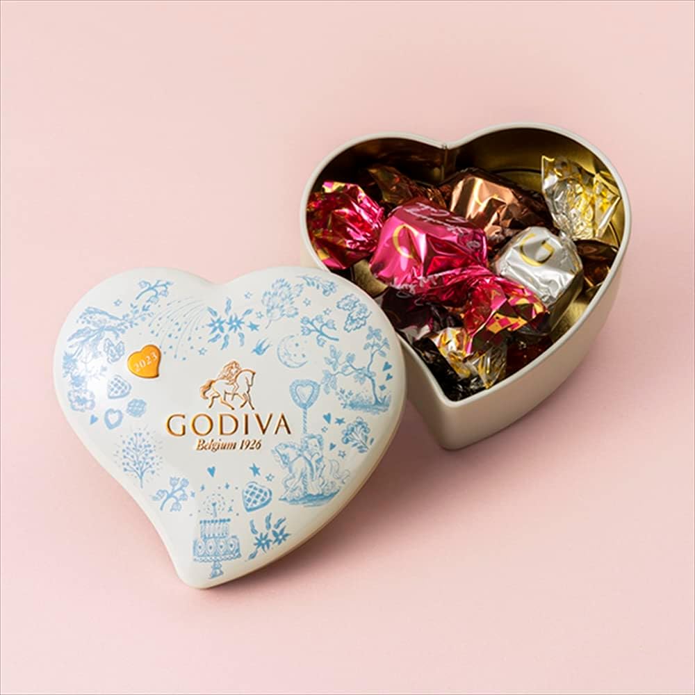 Amazon | ゴディバ (GODIVA)メリーゴーランド ワッフル G キューブ アソートメント ミニハート缶 (5粒入) | GODIVA | チョコレート 通販