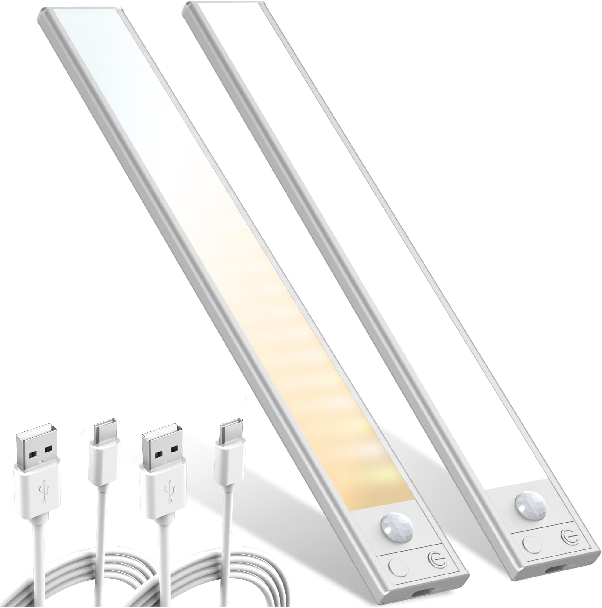 JACKYLED Under Cabinet Lights 2 Pack, 24 Inch Dimmable 202 LED USB-C ...