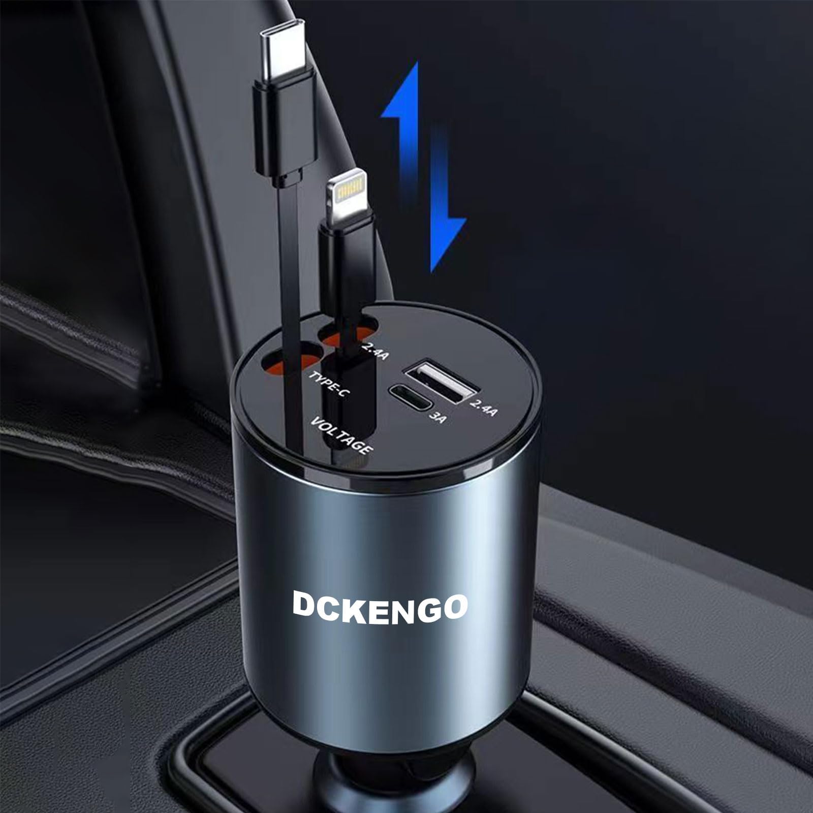 Amazon.com: Retractable Car Charger 120W - 4 in 1 Fast Charing Car ...