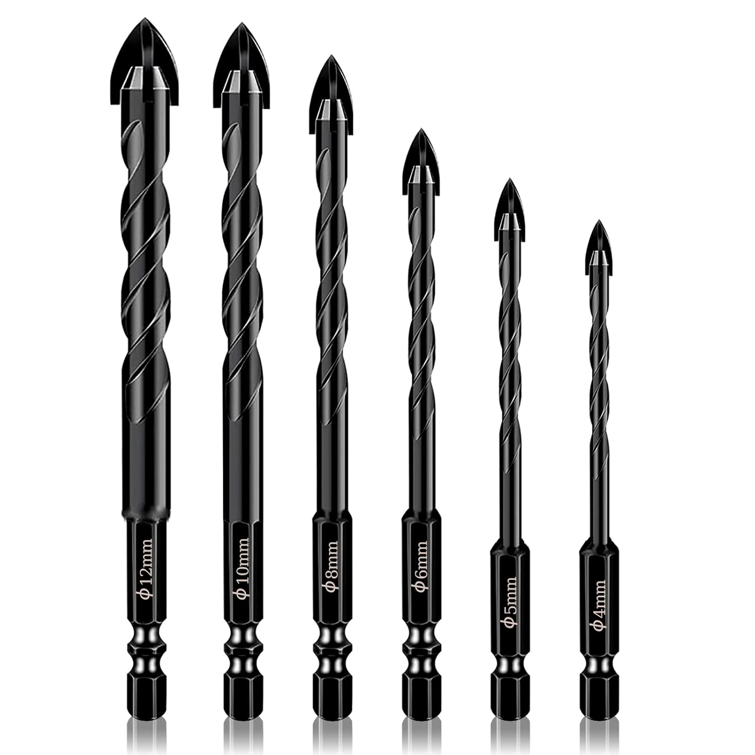 Tile Masonry Drill Bits Set, 6 Pcs Tile Concrete Brick Glass Drill Bit ...