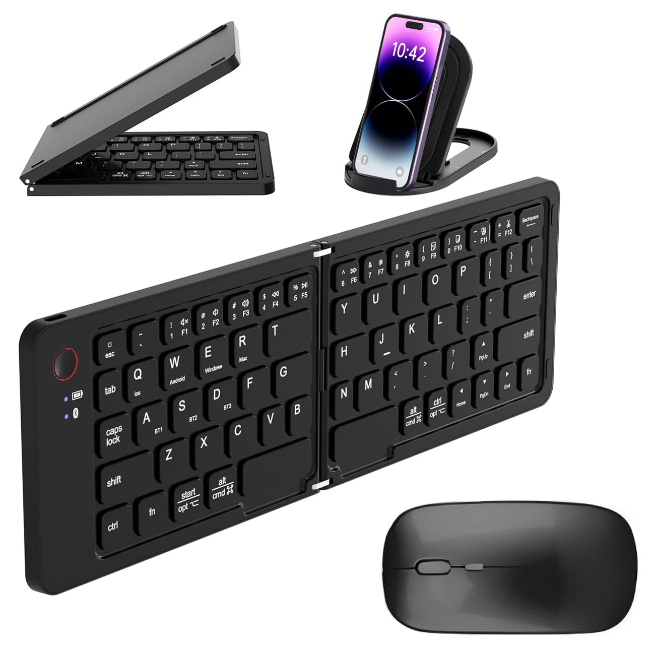 Mini Foldable Wireless Keyboard, Portable Bluetooth Keyboard with ...