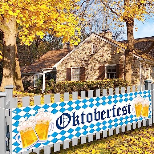 Amazon.com : Oktoberfest Decorations Banner for Fence Bavarian Check ...