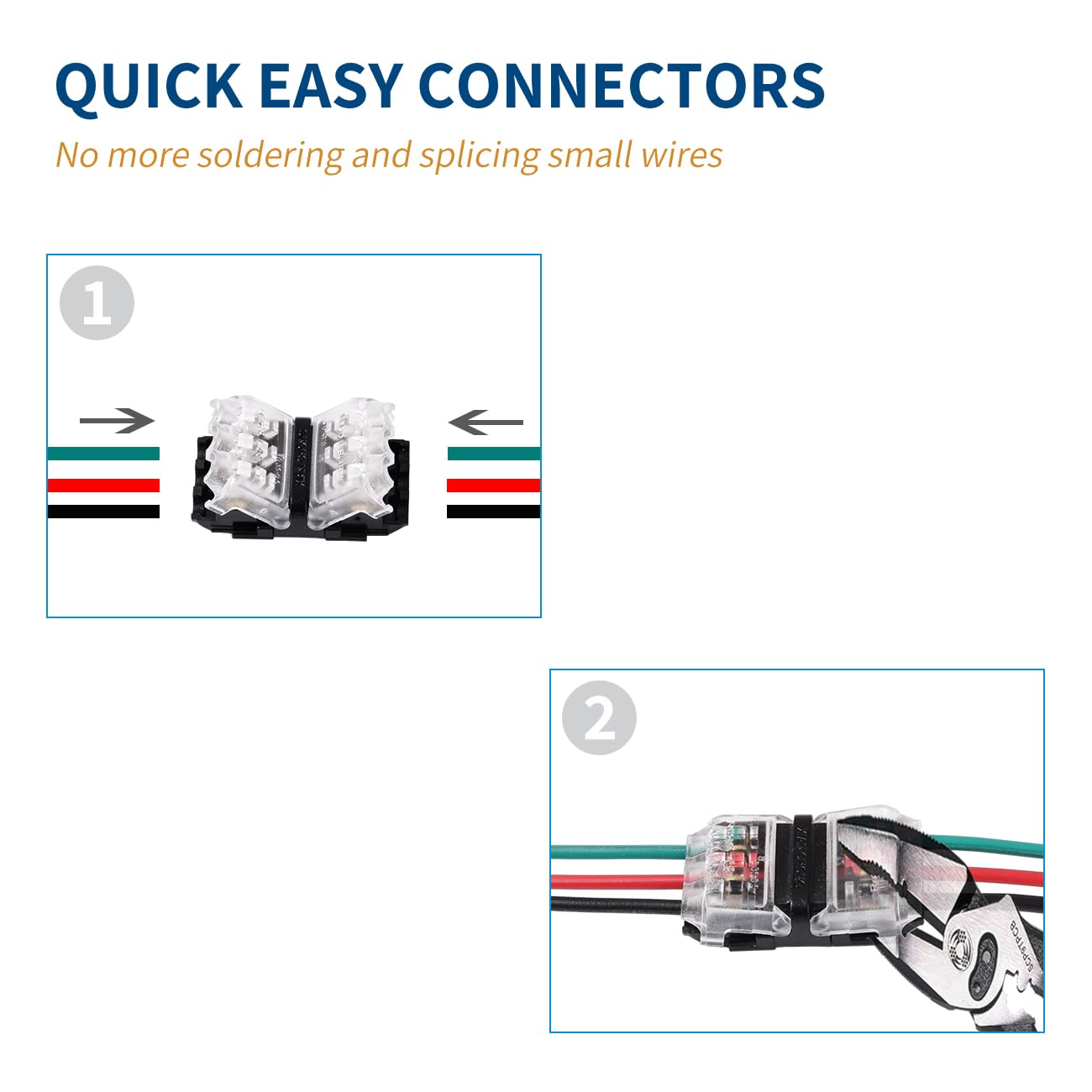 Snapklik.com : Low Voltage Wire Connectors - Quick Solderless 3 Pin 20 ...