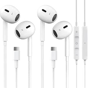 Amazon.com: 2 Packs USB C Headphones for iPhone 16/15 Pro Max Plus Type ...