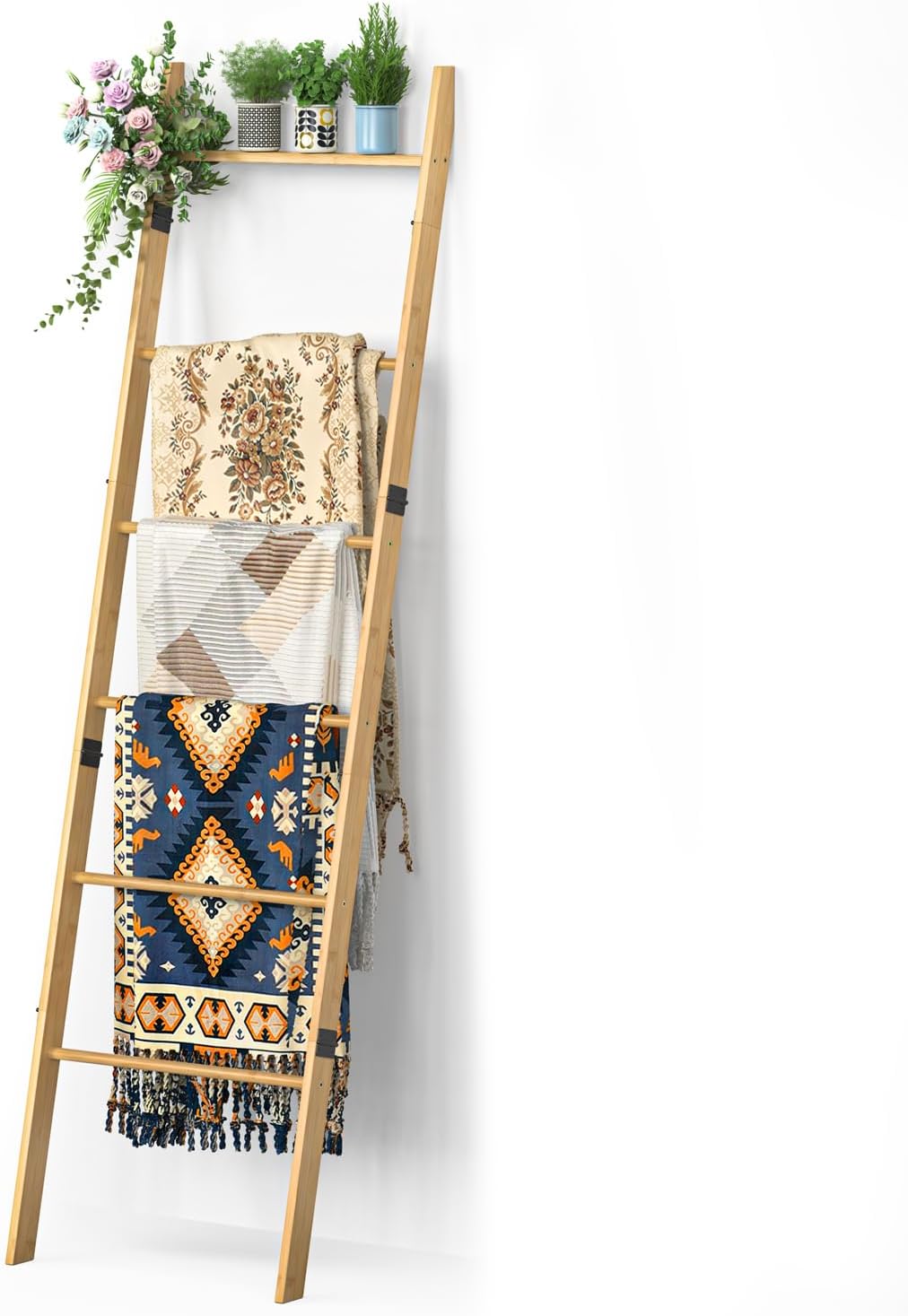 Amazon.com: BAMBANG 6-Tier Blanket Ladder for Living Room, Blanket ...