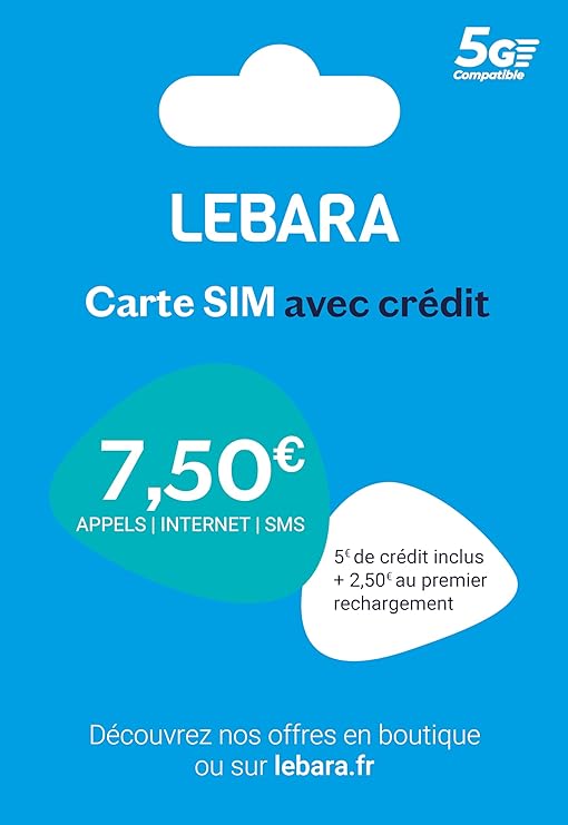 Lebara - SIM Card - French Number Incl EUR 7,50 call credit ...