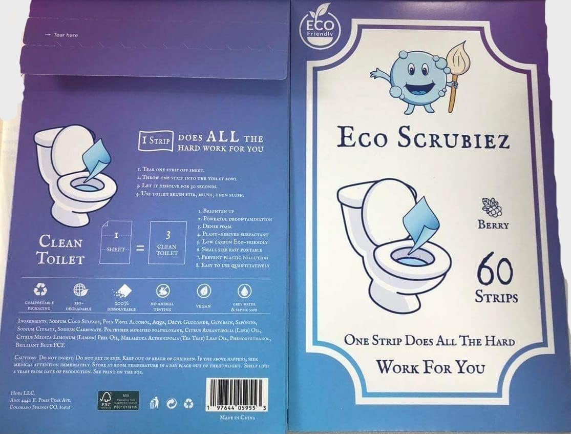Amazon.com: Eco Scrubiez Plant-Based Toilet Bowl Cleaning Strips 60 ...