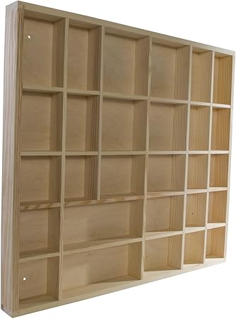 WooDeeDoo Wooden Trinket Display Shelf with 28 Compartments – Wall ...