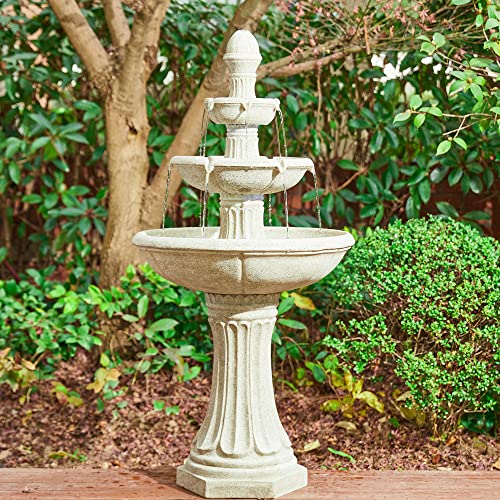 Glitzhome Outdoor Fountains and Waterfalls 3 Tier Patio Fountain with ...