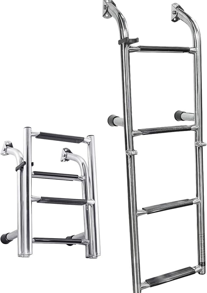 Amazon.com: White Water - 4-Step Folding Transom Boat Ladder – 304 ...