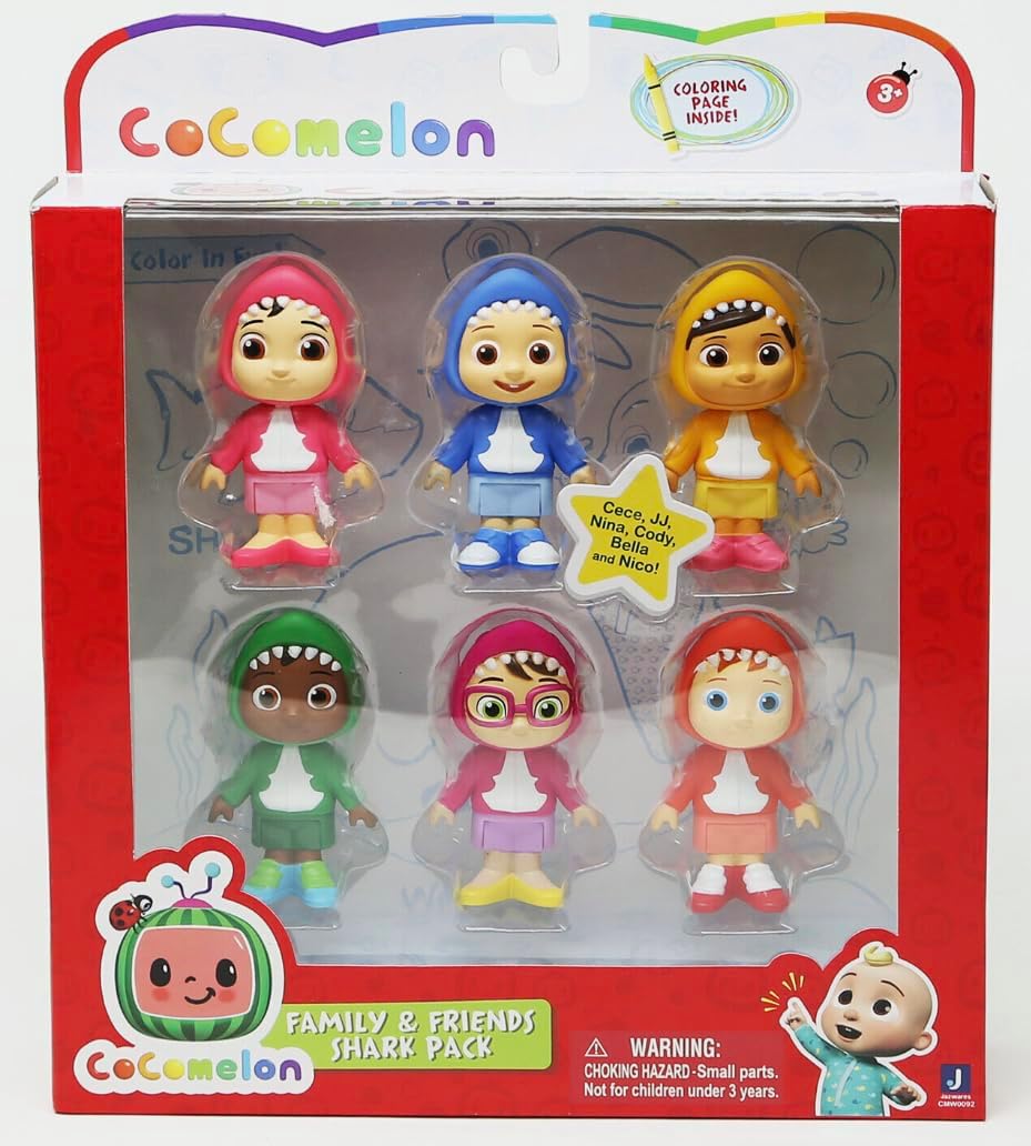 CoComelon Official Family & Friends 3" Figure Shark Theme 6 PK : Amazon ...