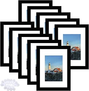 Fixwal 10 Pack 5x7 Picture Frame in Black, Display Pictures 3.5x5 with ...