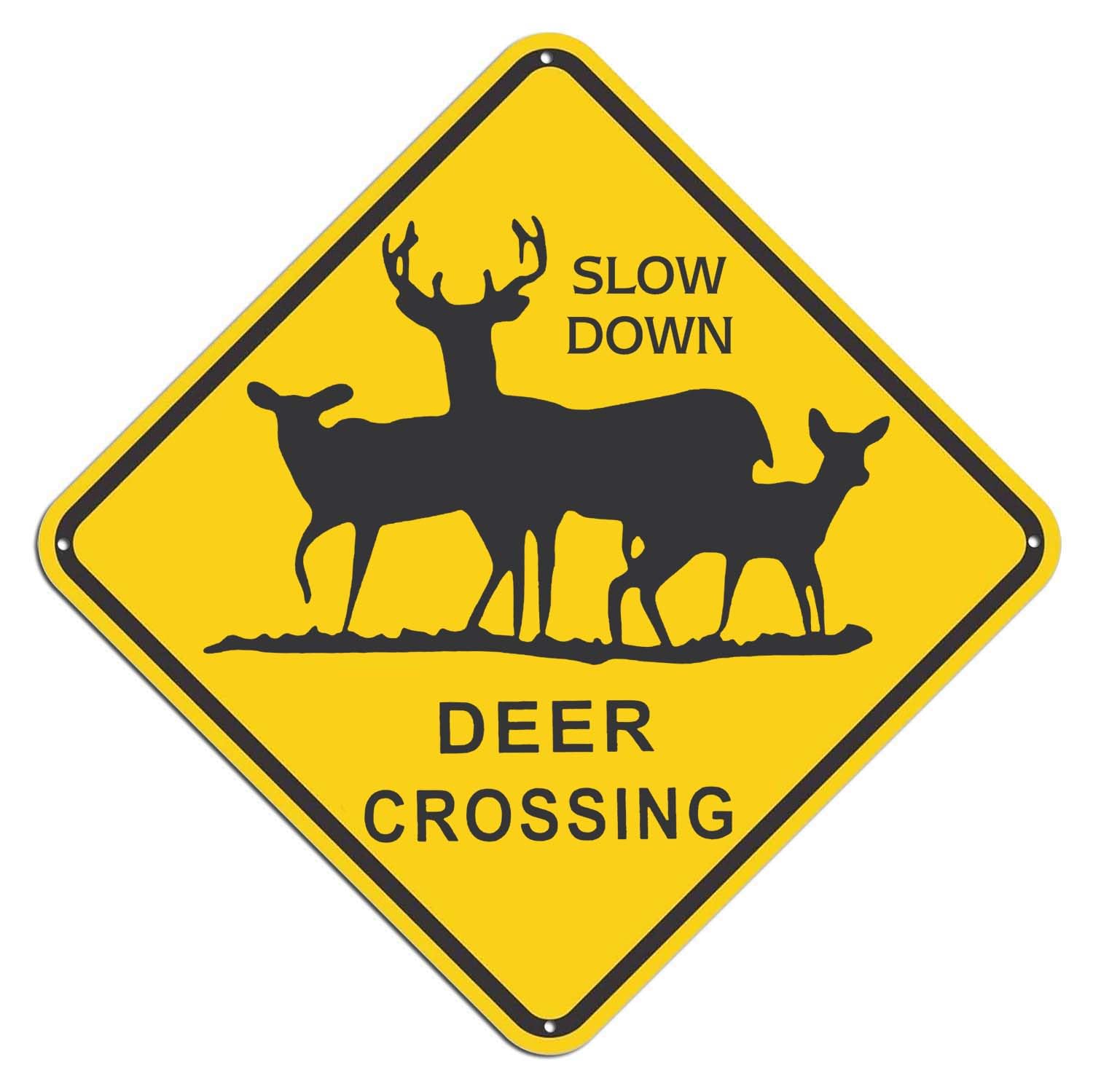 Amazon.com : Slow Down Deer Crossing Large Outdoor Wall Decorations ...