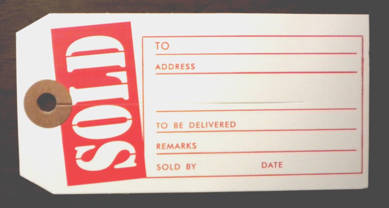 Amazon.com : SLD700 Sold Tags Reinforced Red and White 2 3/8" x 4 3/4 ...