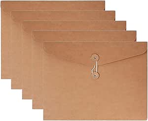 Amazon.com : VANRA Kraft String Envelope File Folder Project Pockets File Jacket Document ...