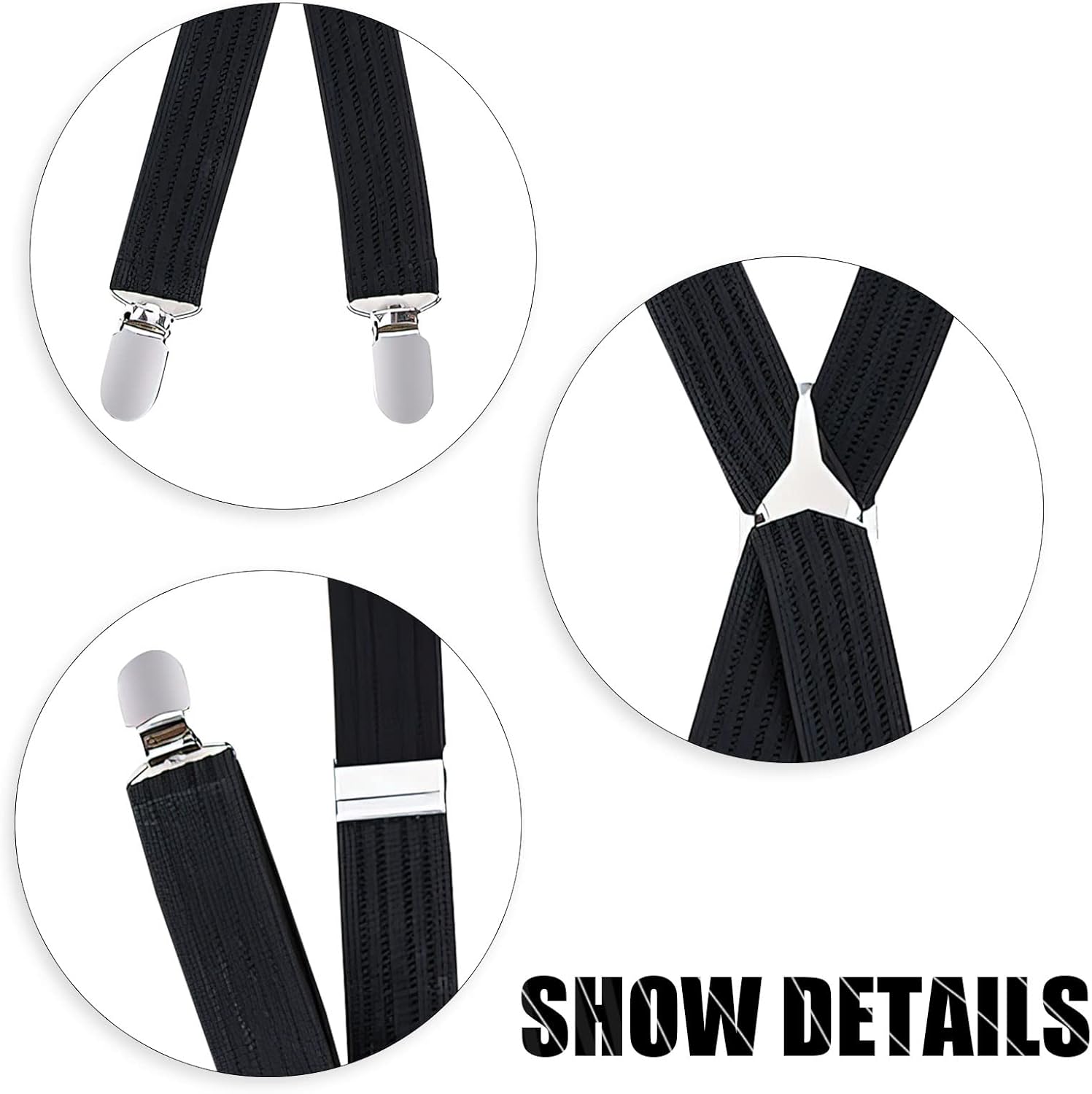 APOMOONS Bretelles Homme Larges Réglable Élastique Extra Fort 4 Clips ...