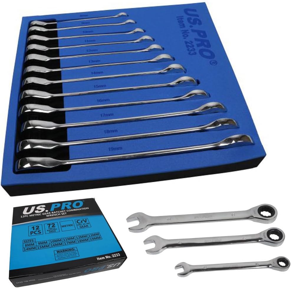 US PRO B2233 Professional Trade Quality 12 Piece Metric Combination ...