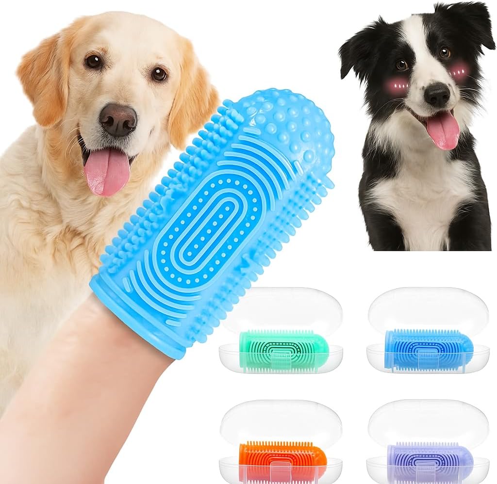 Amazon.com: LEOAXS Dog Finger Toothbrush 4-Pack – Pet Tooth Brushing ...