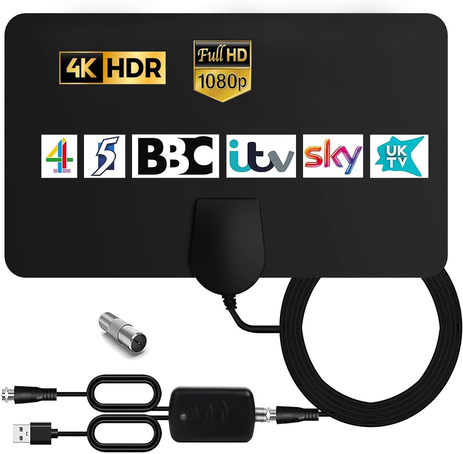 TV Aerial Indoor, Digital HD TV Aerial 4K 1080P with 250+ Miles Long ...