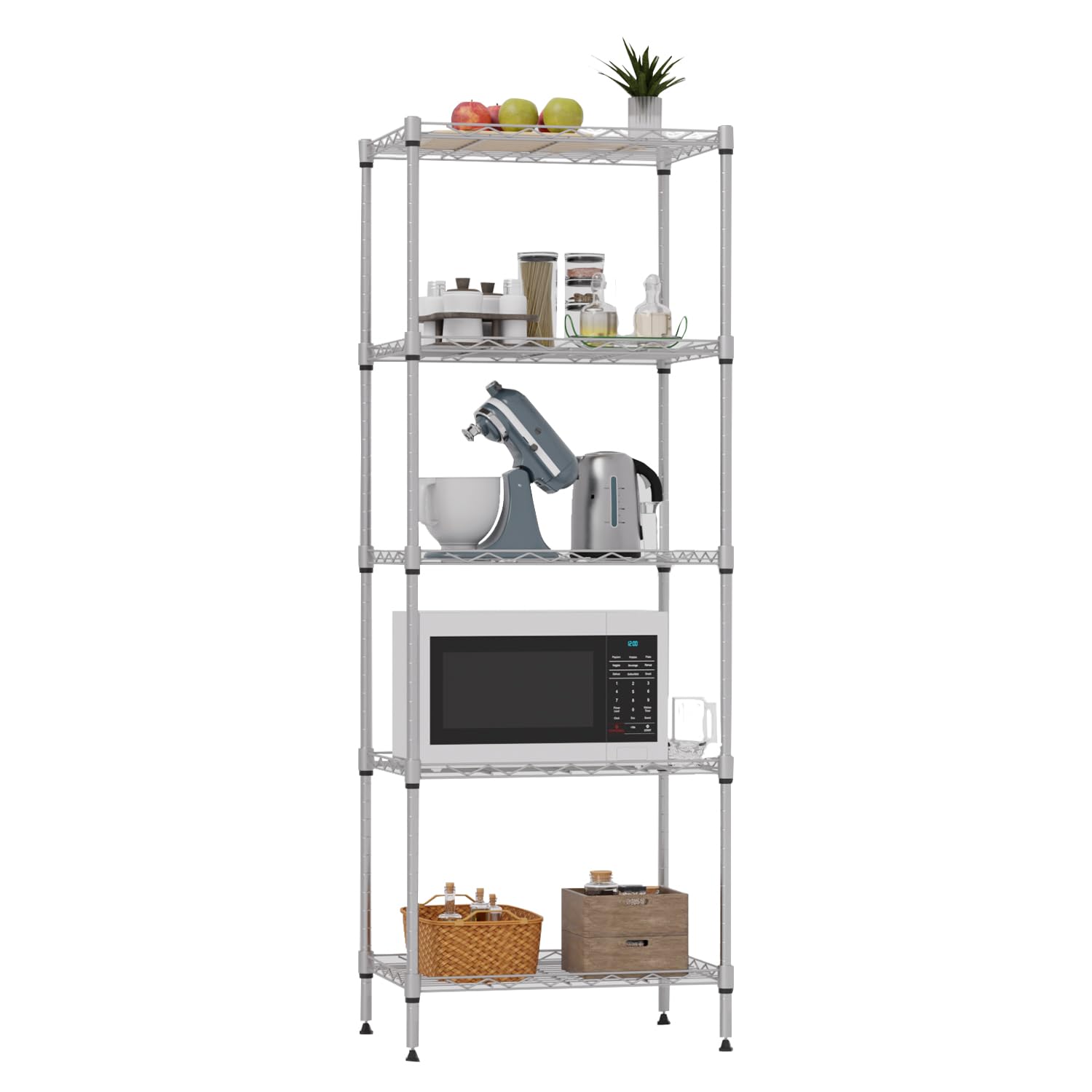 Amazon.com: Metal Frame Storage Shelves 5-Tier Wire Shelving NSF ...