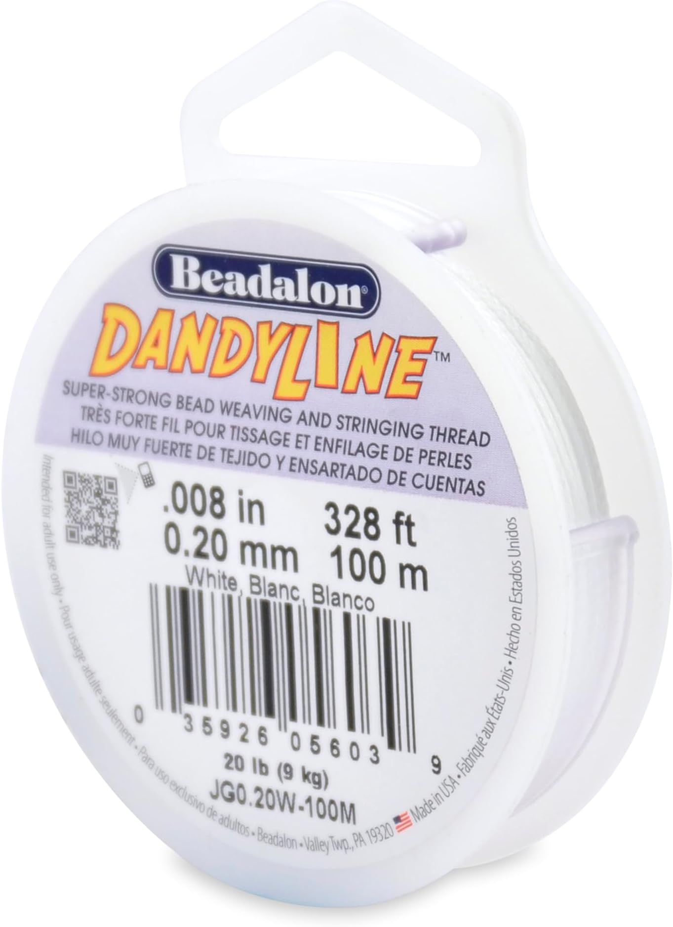 Amazon.com: Beadalon Dandyline Bead Weaving & Stringing Thread, 0.20 mm ...