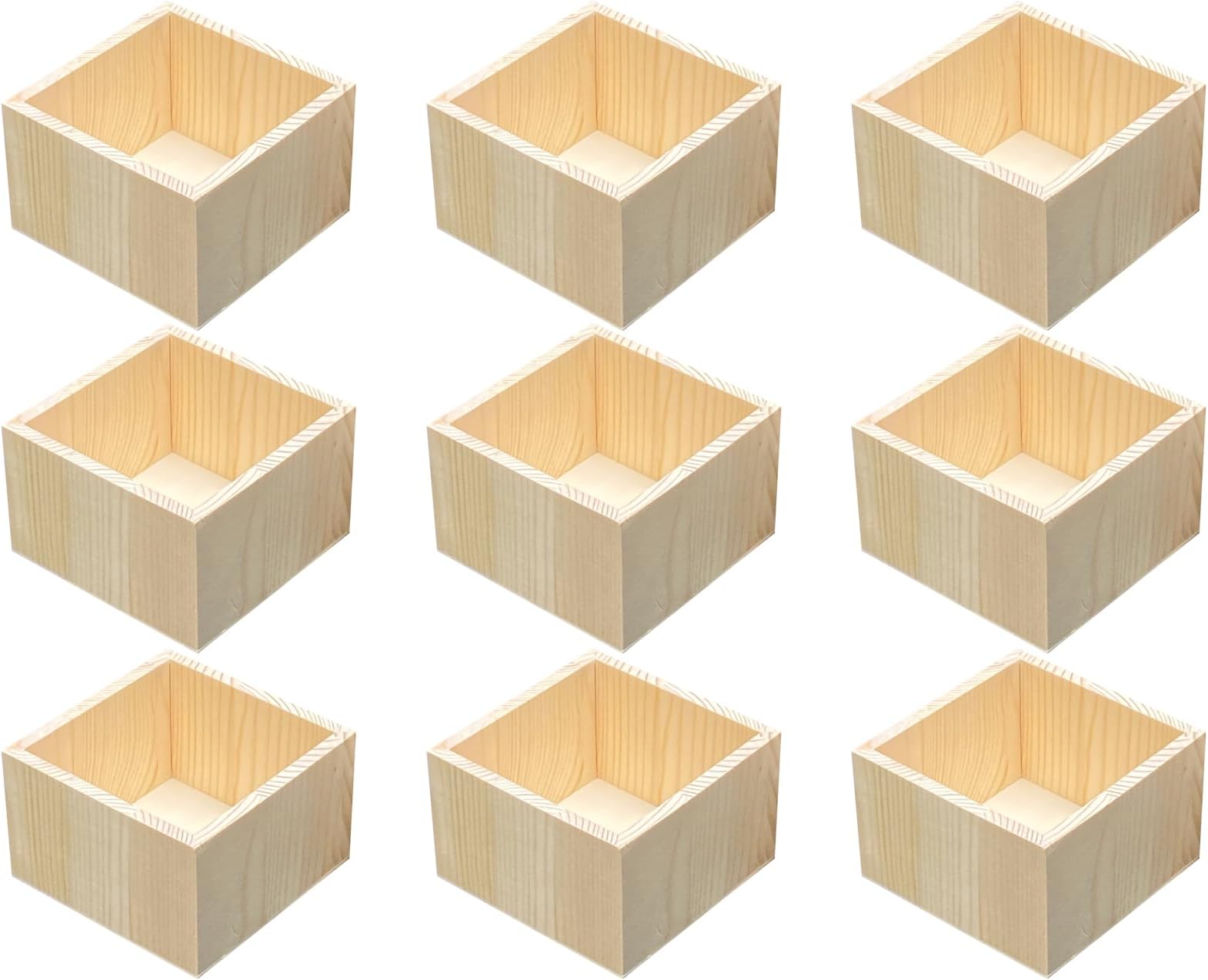 Amazon.com: 6 Pack 4.7 Inch Square Wood Box Unfinished Small Wooden ...